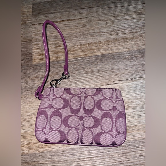 Coach | Bags | Coach Purple Signature Canvas Wristet | Poshmark